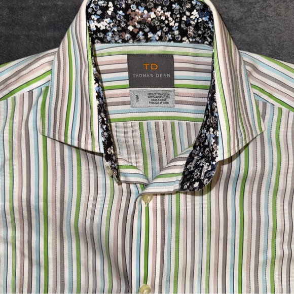 Thomas Dean | Shirts | Thomas Dean Mens Multicolor Striped Shirt | Poshmark